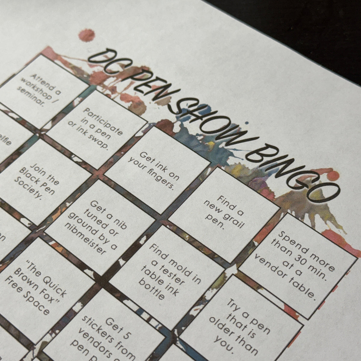 DC Pen Show Bingo Card - A5 Printable – inkjournal